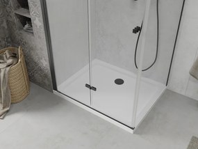 Mexen Lima, sprchový kout se skládacími dveřmi 100 (dveře) x 120 (stěna) cm, 6mm čiré sklo, černý profil + slim sprchová vanička bílá s černým sifonem, 856-100-120-70-00-4010B
