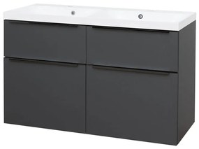 Mereo Mereo, Mailo, koupelnová skříňka s umyvadlem z litého mramoru 121 cm, černé madlo, CN533MB