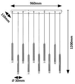 Rabalux 72364 - Lustr na lanku RAMIRA 10xG9/5W/230V černá
