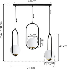Závěsné svítidlo Florence, 3x bílé skleněné stínítko, b/g, UI