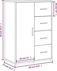 vidaXL Příborník černý 60 x 31 x 84 cm kompozitní dřevo