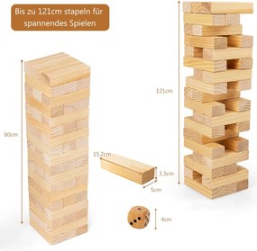 Costway 54 Bloky z borovicového dřeva Darn tower game stavebnice hra