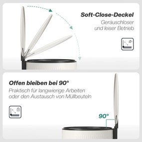 HOMCOM Koš na odpadky 30 L nášlapný s víkem Softclose a pedálem, vnitřní kovový kbelík, černý, 36 x 30 x 60,5 cm 851-063V00CW
