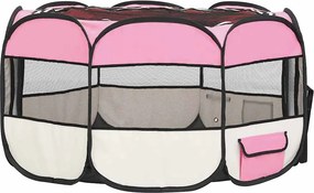 Skládací ohrádka pro psy s taškou růžová 125 x 125 x 61 cm 171011