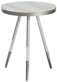 Odkládací stolek s mramorovým efektem bílý/stříbrný RAMONA Beliani