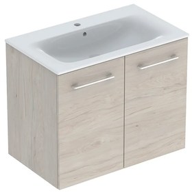 Geberit Selnova Square - Umyvadlová skříňka 635x788x480 mm, s umyvadlem, 2 dvířka, světlý ořech hickory 501.259.00.1