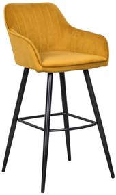 Invicta Interior Moderní sametová barová židle žlutá - Svan
