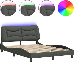 Rám postele s LED bez matrace Hvar Tmavě šedá 120x200 cm Látka 3213691