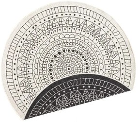 Hanse Home, Kusový koberec Twin-Wendeteppiche 103101 creme schwarz kruh – na ven i na doma, 100x100 (průměr) kruh, bílá, chodba / předsíň