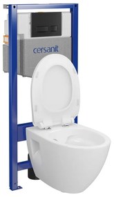 Cersanit Moduo, System50 MECH podomítkový rám + závěsná wc mísa Moduo Plus CleanOn + černé tlačítko MOVI II, S701-766