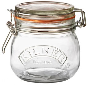 KILNER Kulatá zavařovací sklenice s klipem 500 ml, čirá barva, sklo