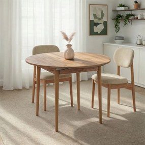 Kulatý rozkládací jídelní stůl s přídavnou deskou v dekoru borovice ø 100 cm Viona – Kalune Design