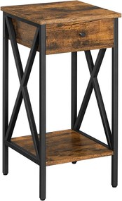 VASAGLE Industriální noční stolek 35x35x70cm černý rustikální
