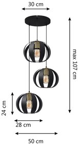 Lustr na lanku NEWTON 3xE27/15W/230V černá