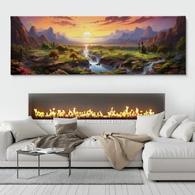Obraz na plátně - Letní krajina s divokou říčkou FeelHappy.cz Velikost obrazu: 150 x 50 cm