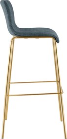 Sada 2 barových židlí Hoover látka čtyřnohá konstrukce Gold – modrá