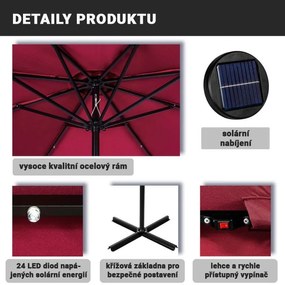 STILISTA Zahradní LED slunečník s kličkou, 350 cm, zelený