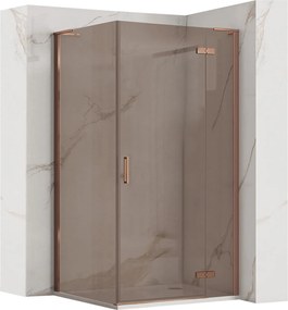 Rea Hugo, 1-křídlový sprchový kout 80 (dveře) x 80 (stěna) x 200 cm, 6mm šedé sklo, měděný profil, KPL-K6964