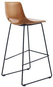 Koňakově hnědá koženková barová židle Kave Home Zahara 76 cm