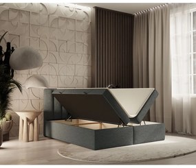 Tmavě šedá boxspring postel s úložným prostorem 140x200 cm Novento – Maison de Rêve