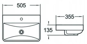 Mexen DAGNA UMYVADLO, 50x35 CM, BÍLÁ, 21995100