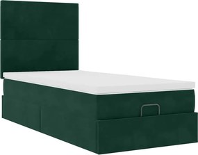Osmanský rám postele s matracemi tmavě šedá 90x200cm samet 3314225
