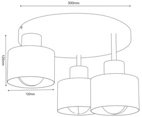 Stropní svítidlo PARKLA 3xE27/15W/230V černá/zlatá