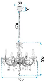 Toolight Závěsné osvětlení Retro D66 EBT003-5CP šedé