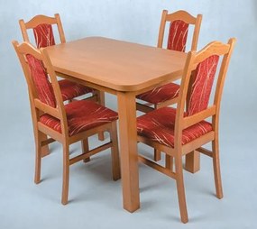 Jídelní set BIS stůl + židle 4ks dub sonoma potah červený, výška: 75 cm, šířka: 110 cm, hloubka: 70 cm