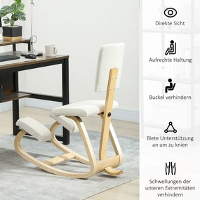 HOMCOM Ergonomická kolenní židle, kolenní stolička, zdravotní židle pro domácnost, kancelář, meditaci, krémová