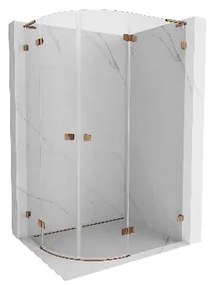 Mexen Lunar, L pravý půlkruhový sprchový kout 100 x 90 cm, 8mm čiré sklo, profil růžové zlato, 833L-100P-090L-60-00
