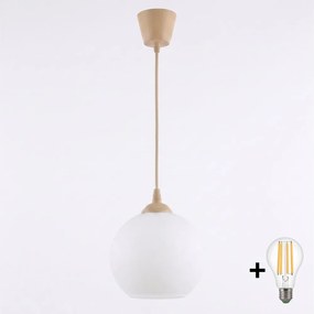 BRILAGI - LED Lustr na lanku RETRO GLASS 1xE27/60W/230V pr. 15 cm béžová/bílá