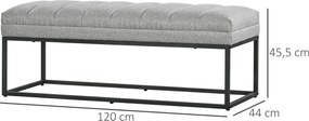 HOMCOM Lněná lavice Čalouněná lavice do ložnice Postelová lavice Kosmetická lavice do 200 kg Ocel světle šedá 120x44x45,5 cm | Aosom.de