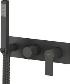 Sapho Pax - Baterie pod omítku, pro 2 spotřebiče, s příslušenstvím, matná černá XA52/15