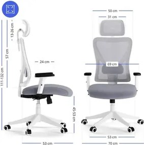 SENSE7 Tone bílo-šedá / Kancelářské ergonomické křeslo / nosnost 130 k