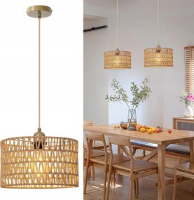 Designová Vintage závěsná lampa v boho stylu, pletená z ratanu