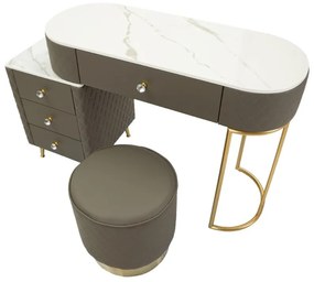 Designový toaletní stolek s taburetkou Pembroke šedý