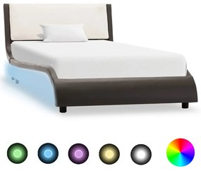 Rám postele s LED světlem šedý a bílý umělá kůže 90 x 200 cm,  280367