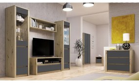 Moderní nábytková sestava do obývacího pokoje Nicenna I, Osvětlení: osvětlení LED - bílé, 127-barva: dub artisan / šedá Mirjan24 5903211141898
