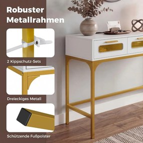 Costway Konzolový stolek s LED světly a nabíjecí stanicí úzký – 90 × 40 × 75 cm