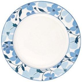 GREEN GATE Porcelánový talíř Laerke White 25,3 cm, modrá barva, porcelán