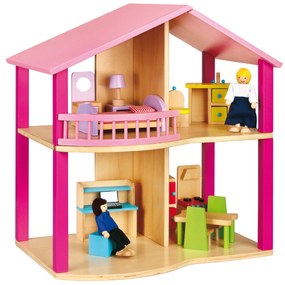 Dřevěný domeček pro panenky Viga Toys růžový