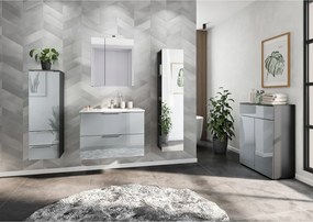 Šedá lesklá závěsná skříňka s umyvadlem 81x61 cm Vasio – Germania
