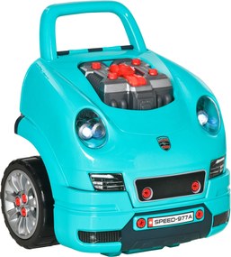 HOMCOM nákladní auto mechanik 2 v 1 dětská kutilská sada mechanická napodobenina mnohé příslušenství celkem 61 dílů modrá
