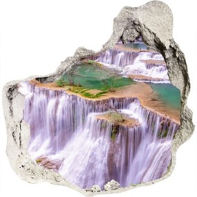 Wallmuralia Díra 3D ve zdi nálepka Thajsko vodopád 75x75 cm