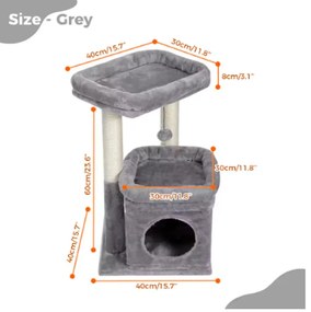 KOČIČÍ STROM - stabilní, 2 patrový (cca 68 cm) Barva: šedá (AMT0179GY)