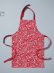 Sinsay - Vánoční kuchyňská zástěra s rostlinným vzorem - červená