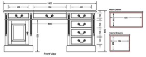 Massive home | Psací stůl Windsor 180 cm zelená kůže masiv mahagon MH0936W