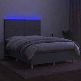 Box spring postel s matrací a LED světle šedá 140x190 cm textil 3135349