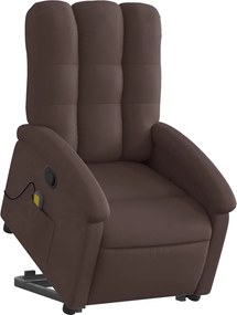 Zvedací masážní polohovací křeslo tmavě hnědé textil 3204109